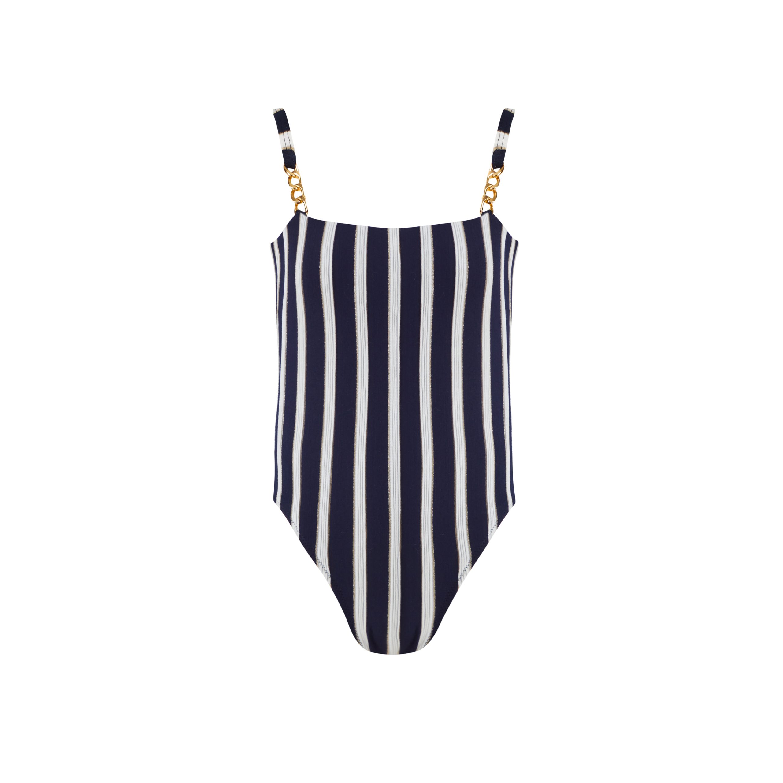 Lovekini Maria Navy Stripe Kids Swimsuit With Gold Chain Straps