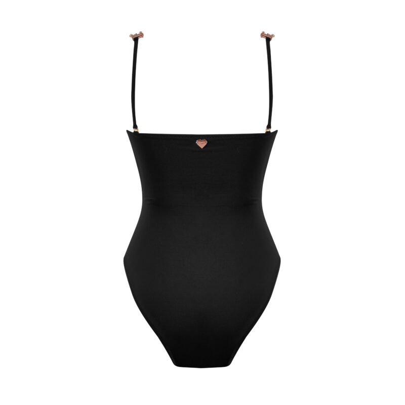 Lovekini Jane Black & White Swimsuit With Rose Gold Chain Straps