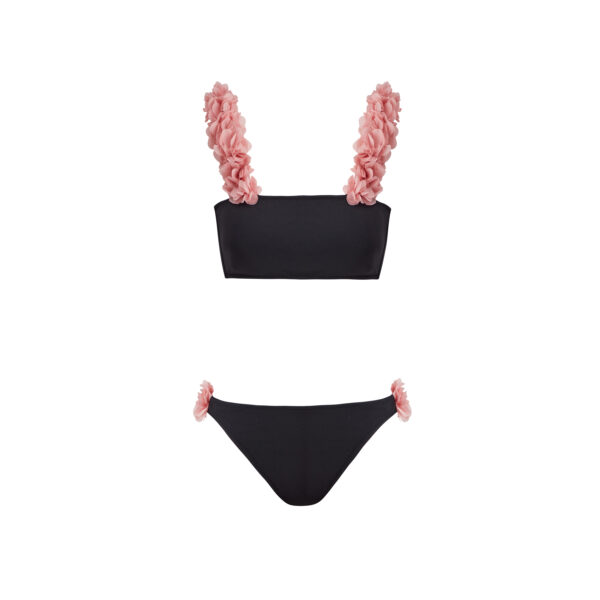 Lovekini Rosa Black Kids Bikini With Pink Chiffon Flowers Straps lovekini-rosa-black-kids-bikini-with-pink-chiffon-flowers-straps