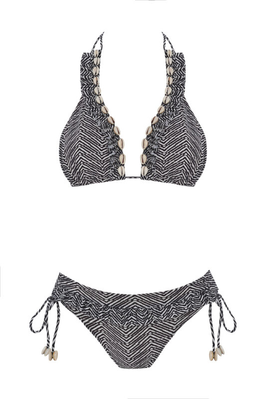 Lovekini Mona Zebra Pattern Bikini With Ruffle and Seashell Details